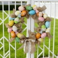 Easter Decorative Wreath with Colorful Eggs, Bunnies and Burlap Lace ...