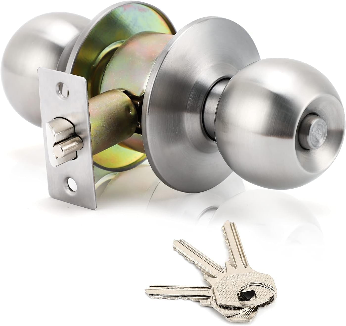 APODESS Keyed Entry Door Knob with Lock, Interior and Exterior Door ...