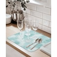 Aqua White Palm Leaves Dish Drying Mat 18x24 inch Botanical Forest ...