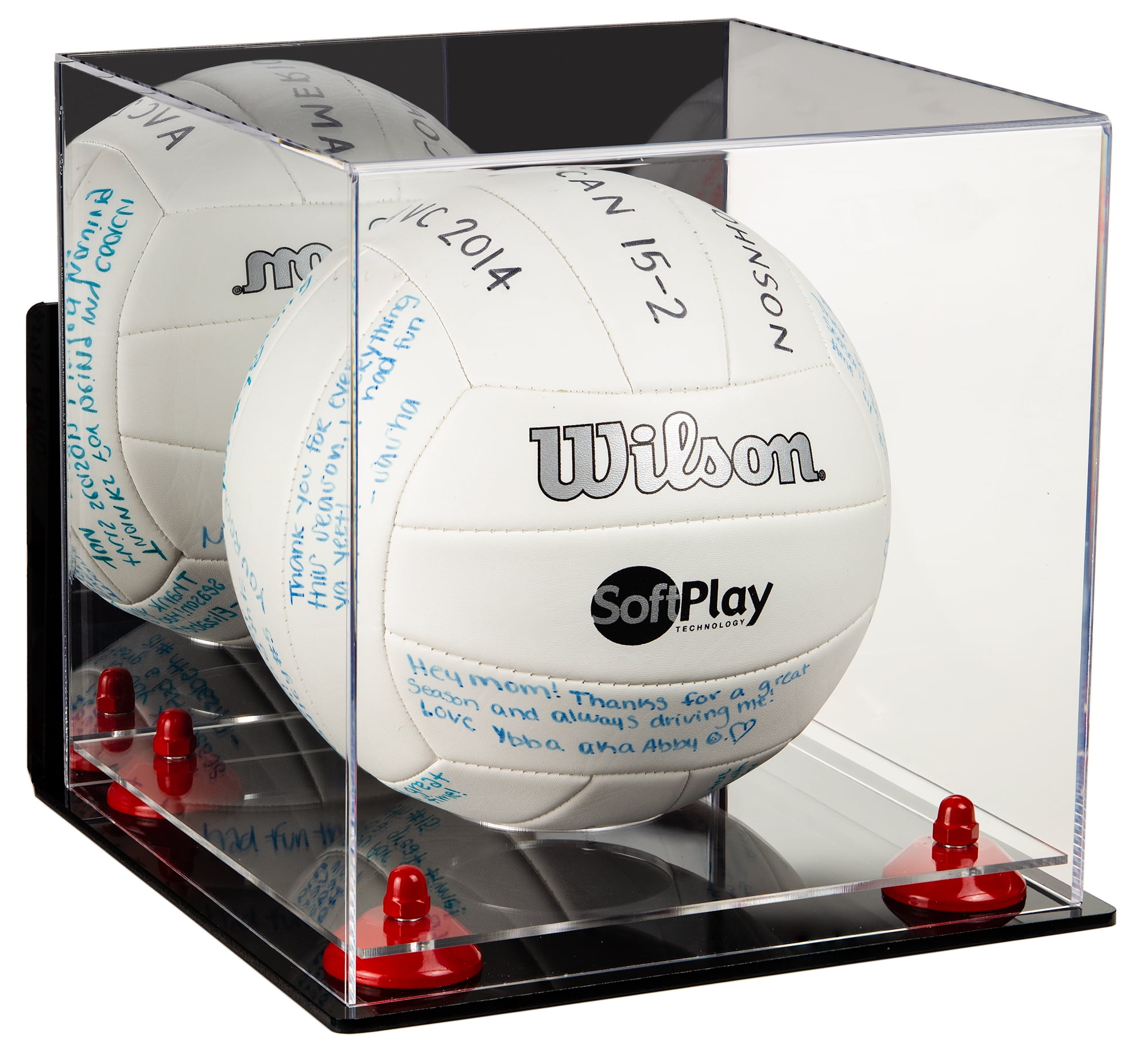 Deluxe Acrylic Volleyball Display Case with Mirror, Wall Mount, Red ...