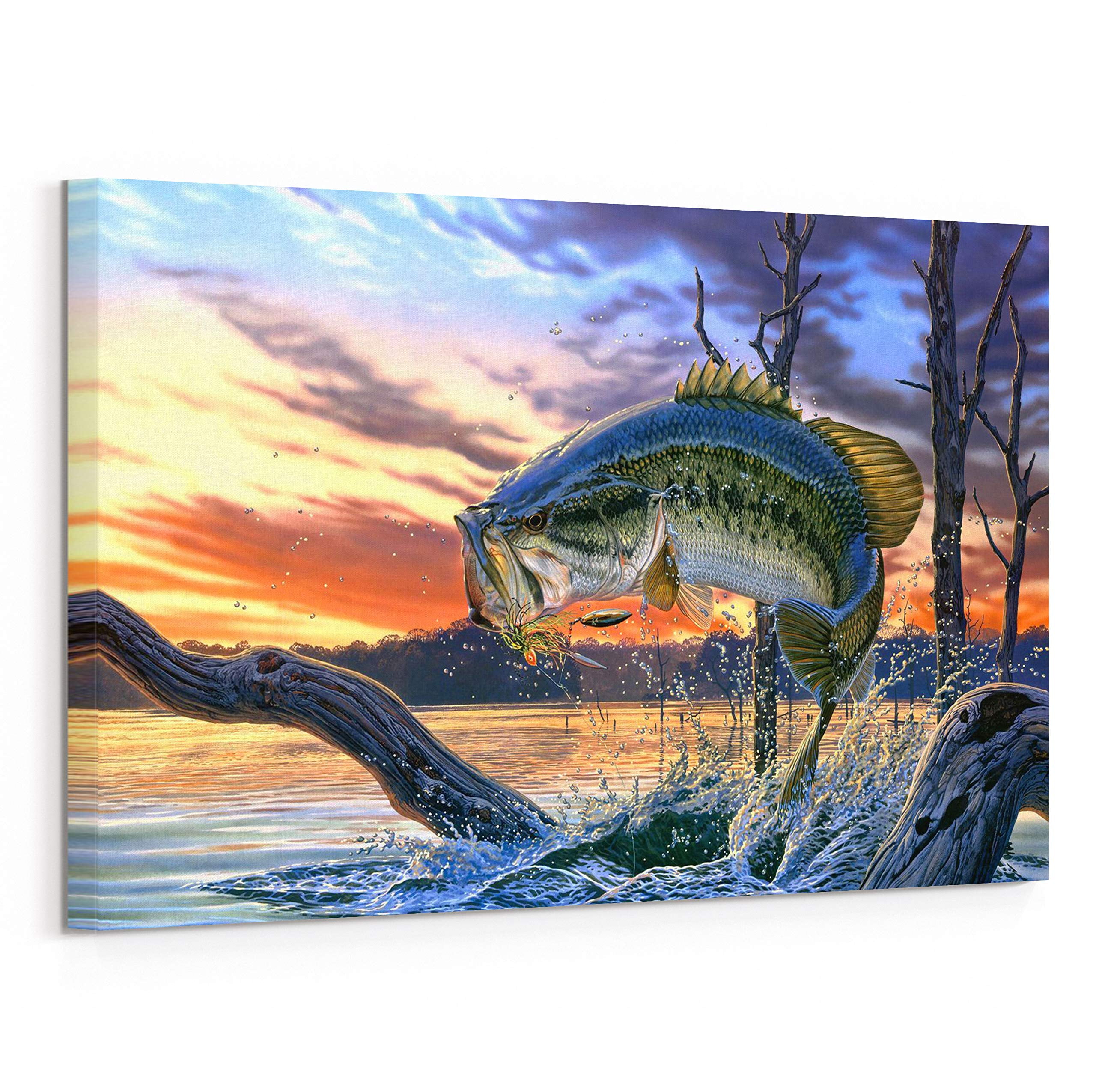 Large Mouth Bass Fish Canvas Wall Decor - Walmart.com