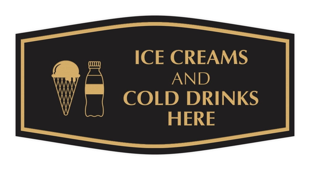 Signs ByLITA Fancy Ice Creams and Cold Drinks Here Sign (Black /Gold ...