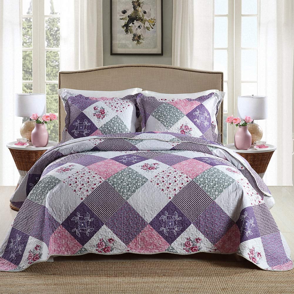 Click here for Newlake Quilt Bedspread Sets-Floral Checkered Patt... prices