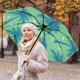 Beach Palm Tree Pattern Umbrella Folding Sun Umbrella Travel Auto Open ...
