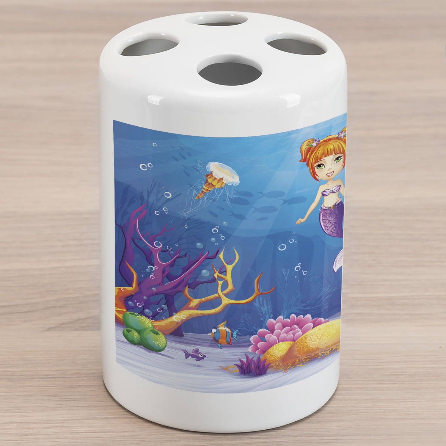 Mermaid Ceramic Toothbrush Holder, Underwater World Little Girl and ...