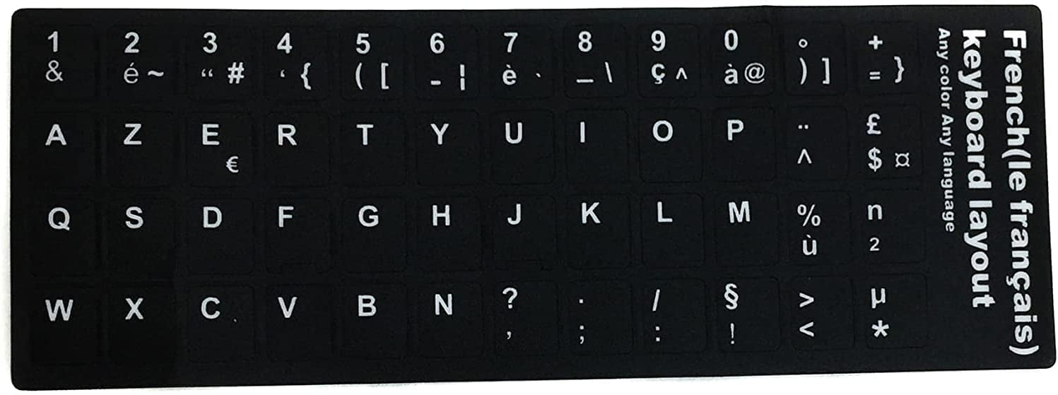 (French Keyboard Stickers) (4 Pack) Self-Adhesive Keyboard Stickers ...