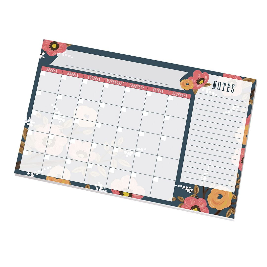 Modern Floral Sticky Note Desk Calendar / 16.25" x 11" Repositionable ...