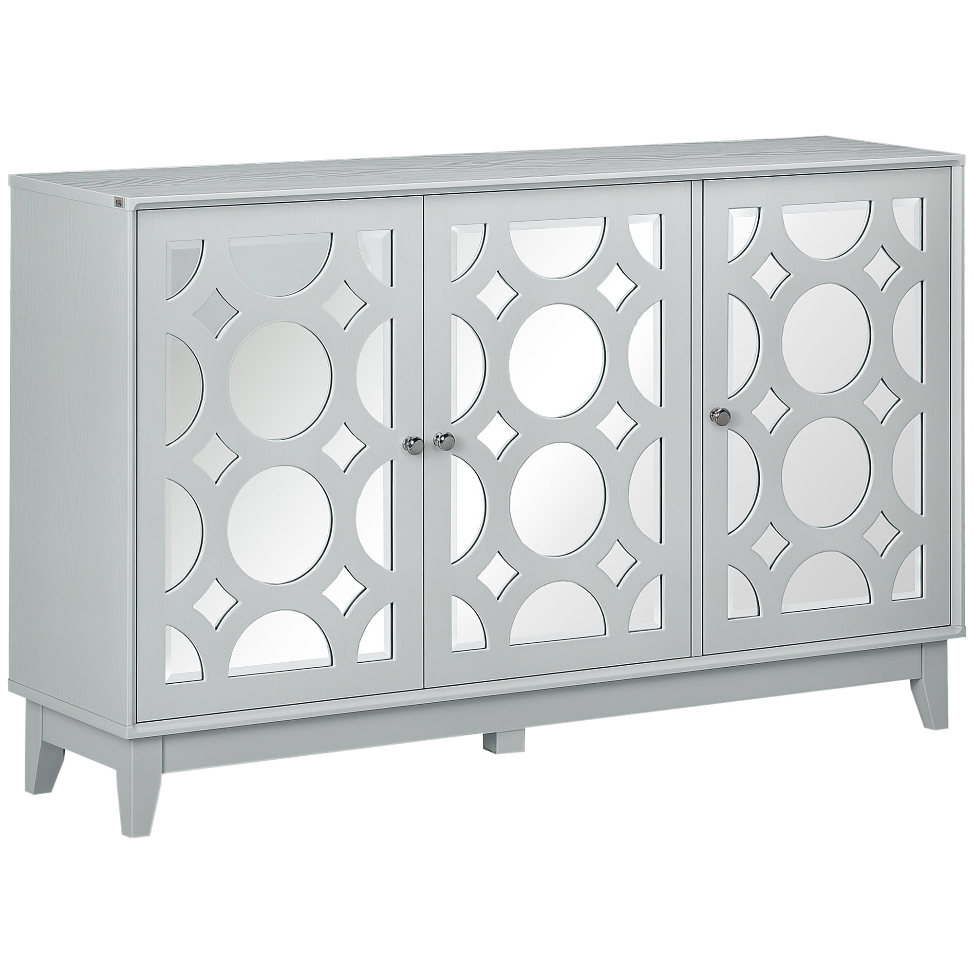 Homcom Mirrored Buffet Cabinet Kitchen Sideboard With 2 Cupboard  Gray 47.2 X 11.8 X 29.5