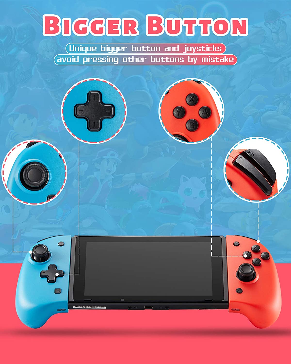Wgthhk Wired Joycon Controller for Switch, Wired Joy Con Replacement ...