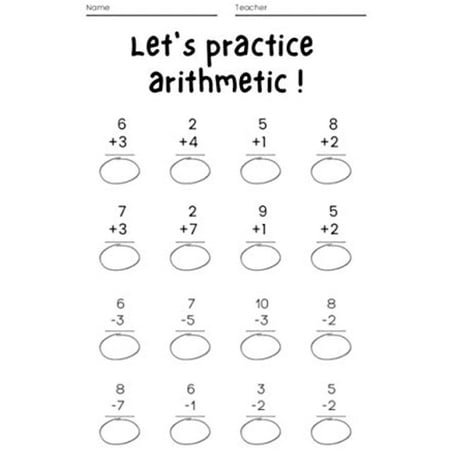 Let's practice arithmetic: Addition and Subtraction Workbook for Kids ...