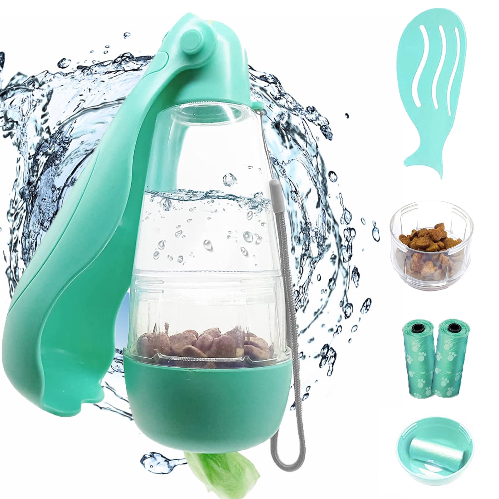 Dog Water Bottle, 4 in 1 Portable Foldable Dog Water Dispenser with ...