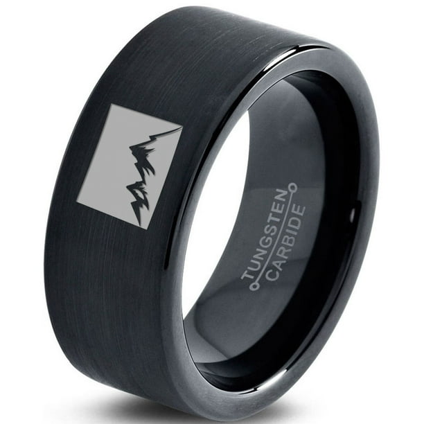 Tungsten Colorado The Centennial State Mountains Band Ring 9mm Men ...