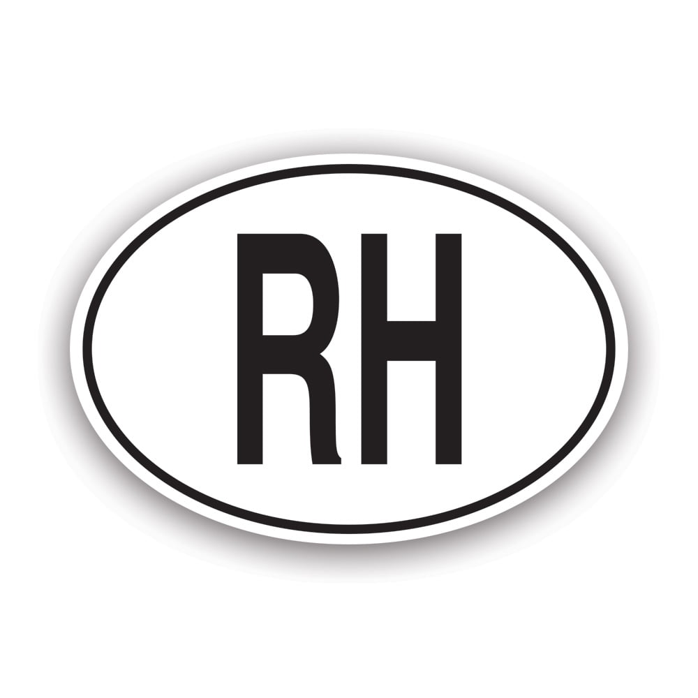 RH Haiti Country Code Oval Sticker Decal - Self Adhesive Vinyl ...