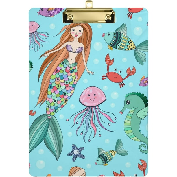 FMSHPON Sea Wildlife Mermaid Seahorse Starfish Clipboard Hardboard Wood ...