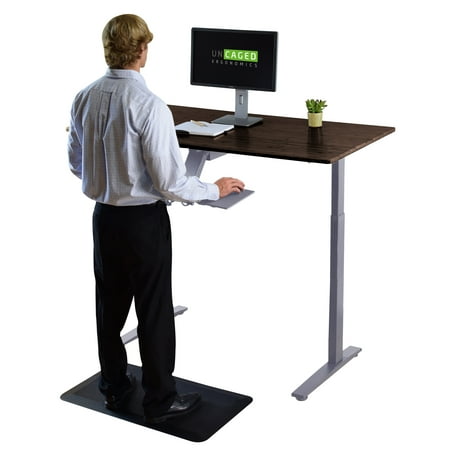 RISE UP dual motor electric standing desk 60x30" black bamboo desktop ...