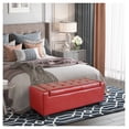 Faux Leather Storage Ottoman, 50.5" Red Tufted Bench; Living Room Couch ...