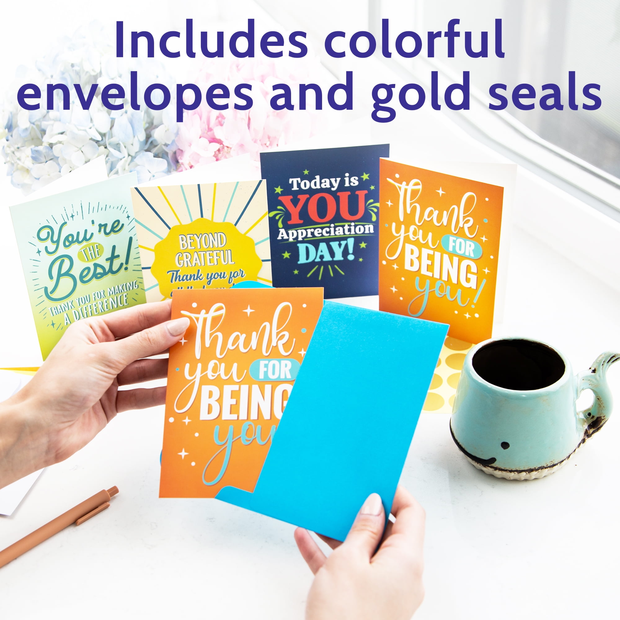 Buy 24 Appreciation Cards with Colorful Envelopes and Gold Stickers - 4 ...