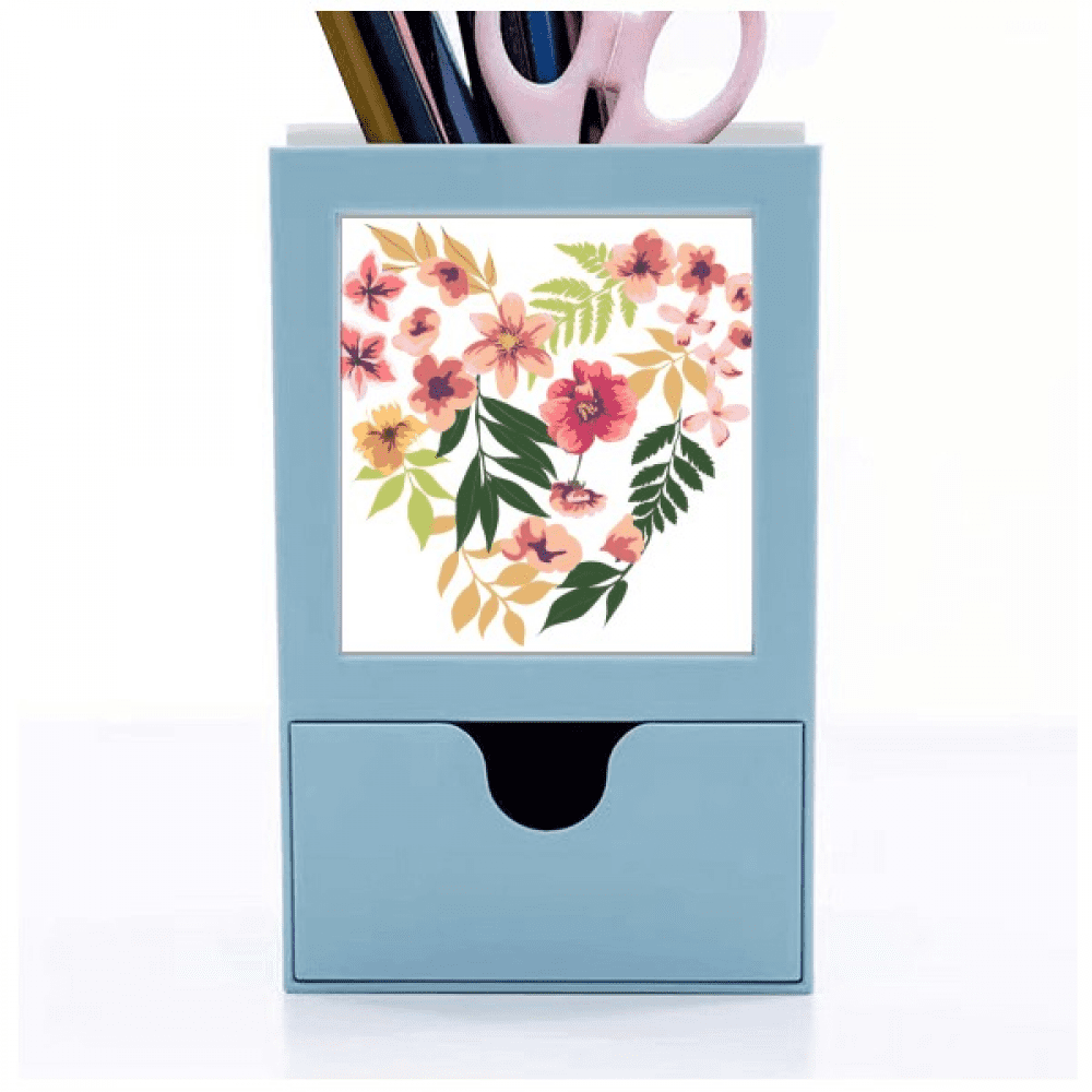 flowers drawing watercolor Desk Supplies Organizer Pen Holder Card ...