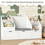 Homfa Kids Bookshelf with Reading Nook, 3 Movable Drawers, 2 Cube ...