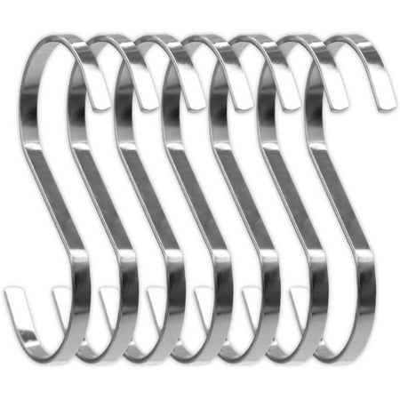 FanShow 7pcs Silver Flat S-Hook, Heavy Duty Stainless Steel S-Hook for ...