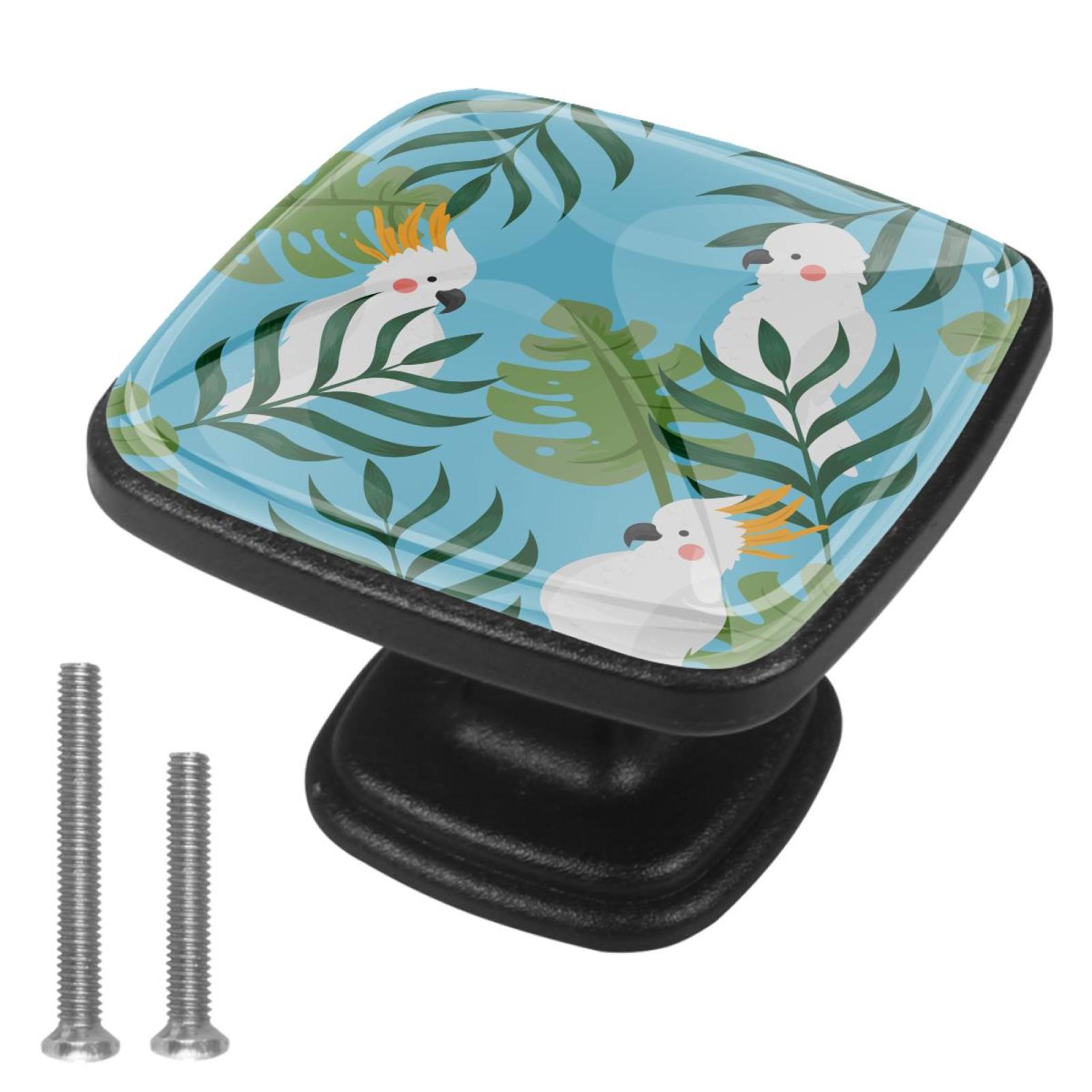 4 Pcs Cabinet Handle Drawer Pulls Parrot Knobs with Screws Square ...