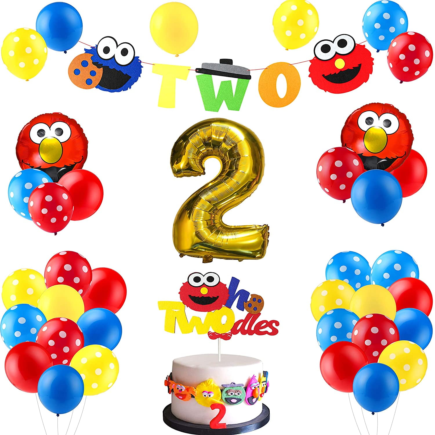 42pcs Sesame Birthday Party Decorations Kit 2nd Elmo Balloons Photo
