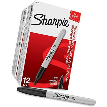 Sharpie Fine Point Permanent Markers, 24 Markers (2 X Box's of 12), Black (30001) (2 Pack, black ...