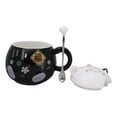 Black Maneki Neko Beckoning Lucky Cat Mug Cup With Kitty Lid And ...