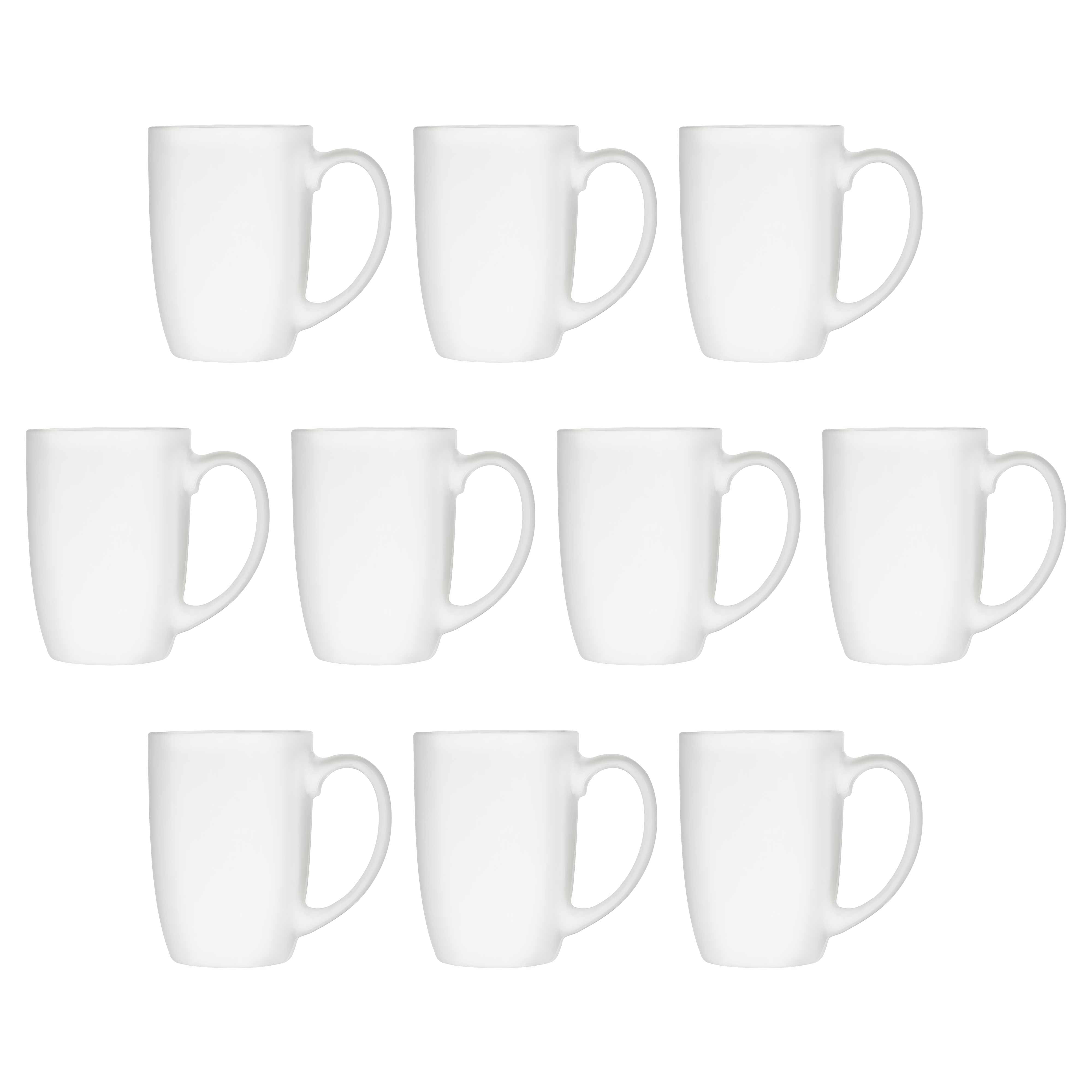 10 Large Mocha Glossy Ceramic Coffee Mugs Set 16 Oz Stoneware