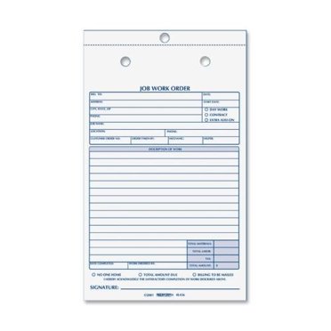 Adams® Carbonless Job Work Order Book, 5 9/16" x 8 7/16", 3-Part, White ...