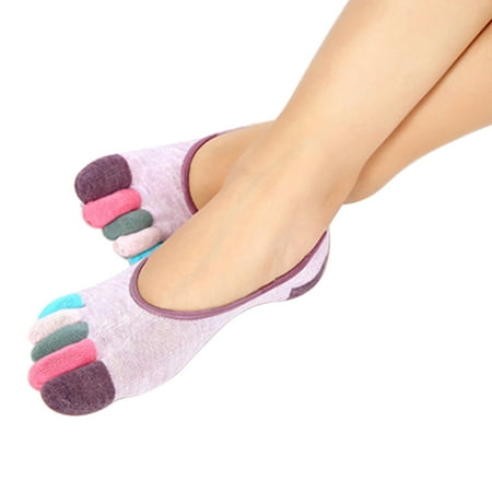 Women Running Colorful Toe Socks Five Fingers Liner Boat Cotton Ankle ...