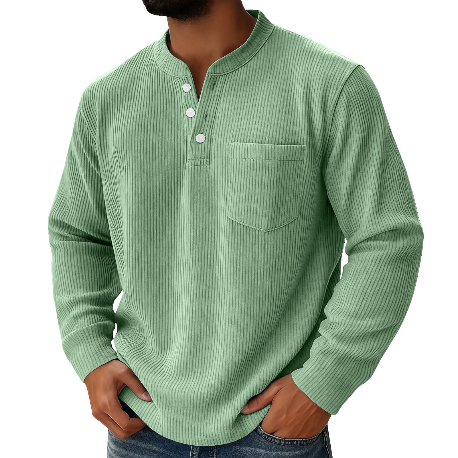 Click here for Kalauyu Mens Corduroy Casual Long Sleeve T-Shirt B... prices