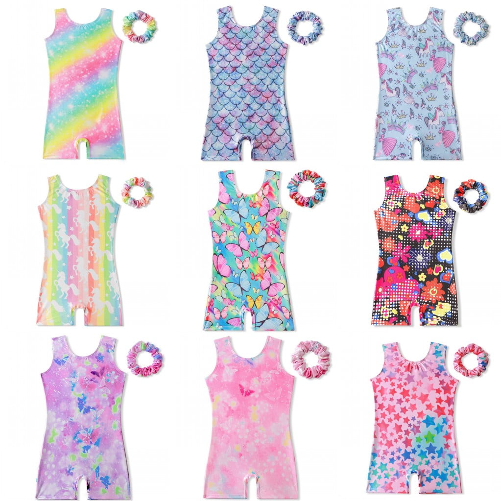 Toddler Little Girls Sleeveless Gymnastics Leotards with Hairband, Big ...