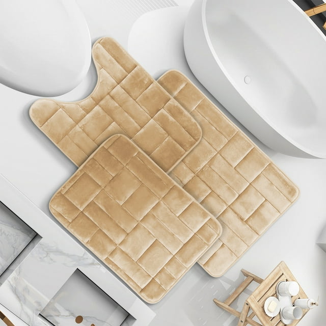 Bath Mat Rug 3 Piece Set, Large, Small and Contour Bathroom Rug Set ...