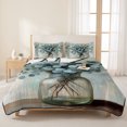 78x90in Quilt Bedding Set, Watercolor Eucalyptus Leaves on Vase ...