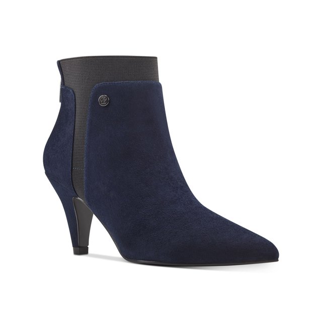 BANDOLINO Womens Blue Elastic Upper Trim Comfort Logo Bari Pointy Toe ...