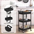 3-Tier Utility Rolling Cart with Cover Top Board, Mobile Lockable ...