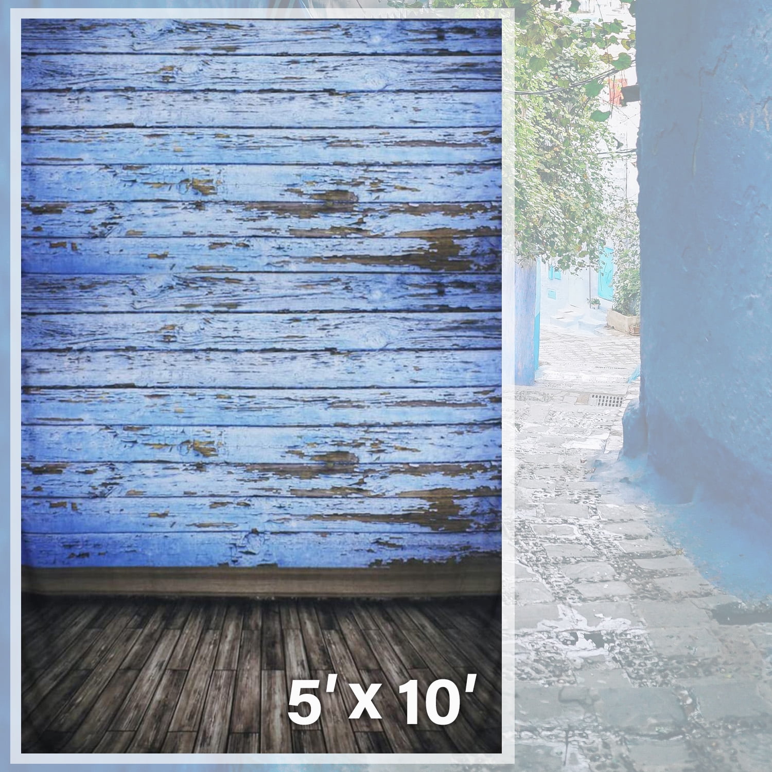 5x10 ft. Blue Wood Wall Vintage Wood Floor Backdrop Philippines | Ubuy