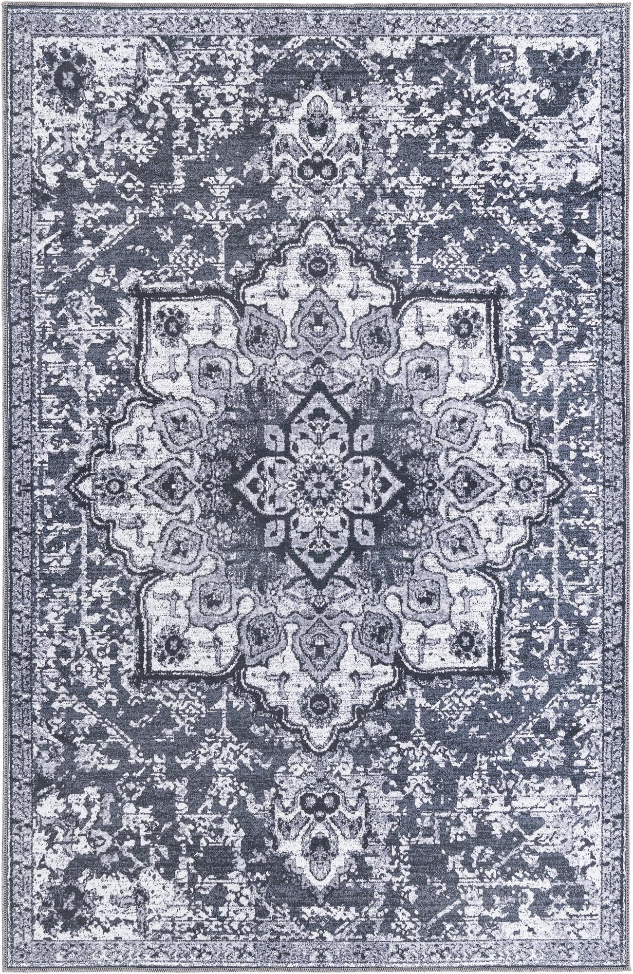 Rugs.com Francesca Collection Washable Rug – 6' x 9' Dark Gray ...