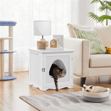 Yaheetech Cat Furniture Enclosed Litter Box & Side Table, Durable MDF ...