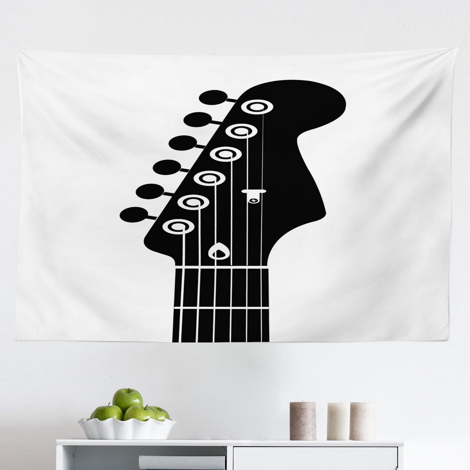 Guitar Tapestry, Composition of a Bird on a Musical Instrument with a ...