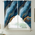 Abstract Marble Swag Curtain Valance for Window 2 Panels Dark Blue ...