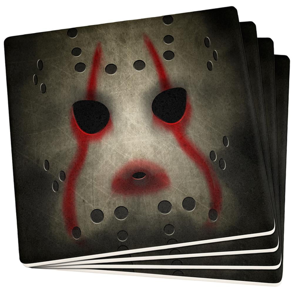 Halloween Horror Movie Hockey Mask Set of 4 Square Sandstone Coasters ...