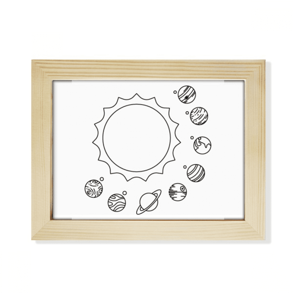 Contorno de la línea planetaria del sistema solar Escritorio de madera ...