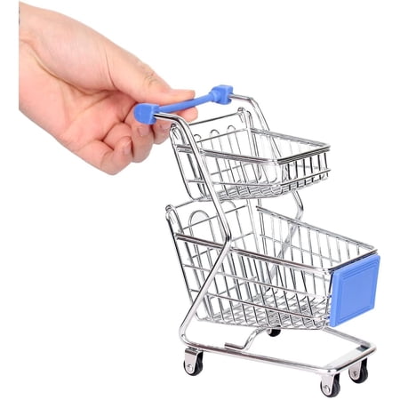Mini Shopping Cart, Mini Supermarket Shopping Cart, Metal Double Layer ...
