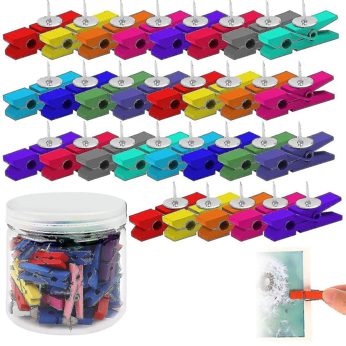 Chinchetas con clips de madera 50 piezas Chinchetas Chinchetas Clips de ...