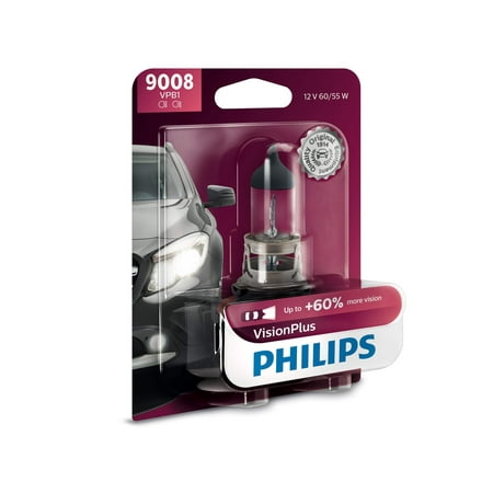 Philips 9008 VisionPlus Upgrade Headlight Bulb with up to 60% More ...