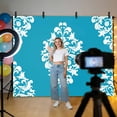 Classical Floral Photography Backdrop 12x8FT, Blue Retro Symmetrical ...