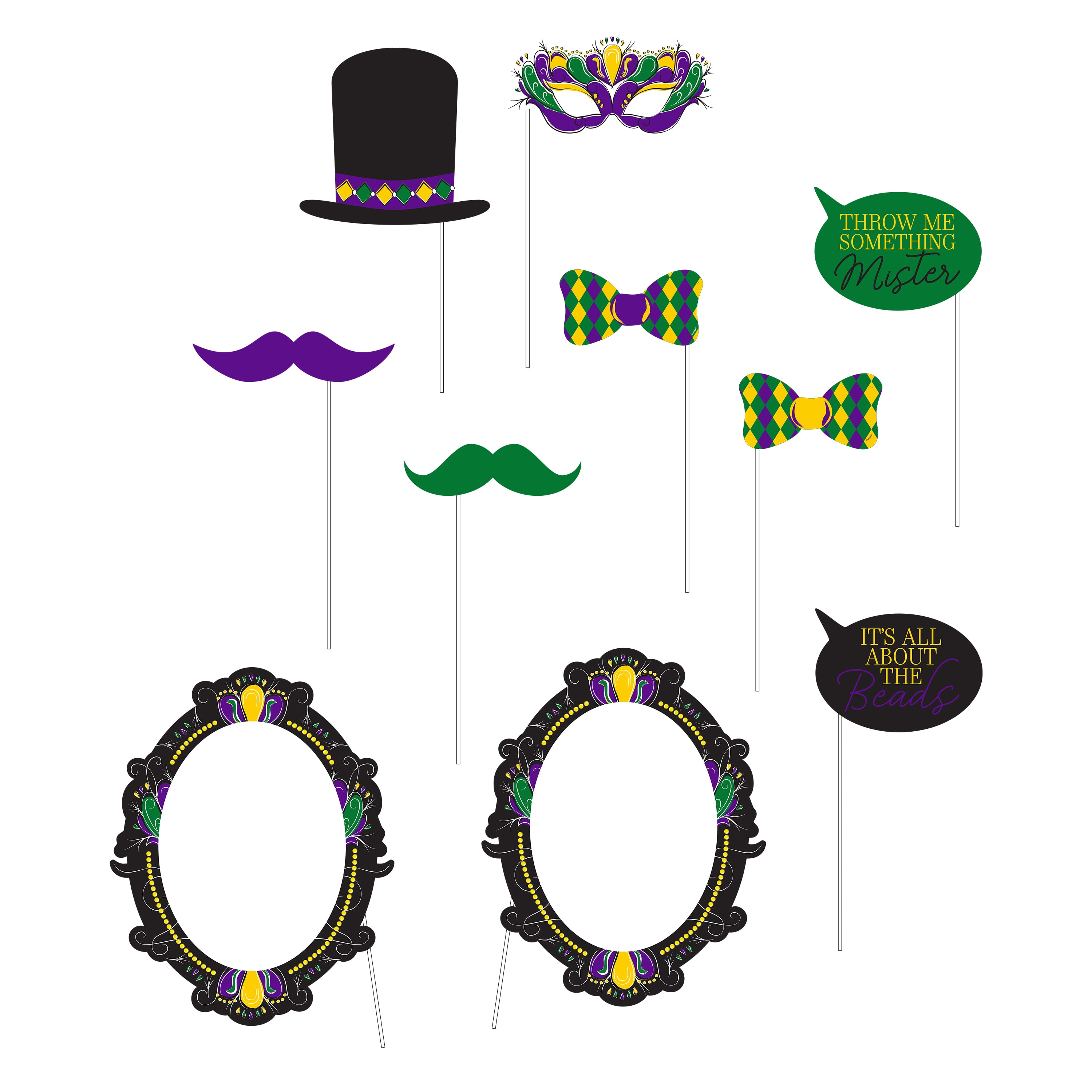 Mardi Gras Photo Booth Props, 10pc - Walmart.com
