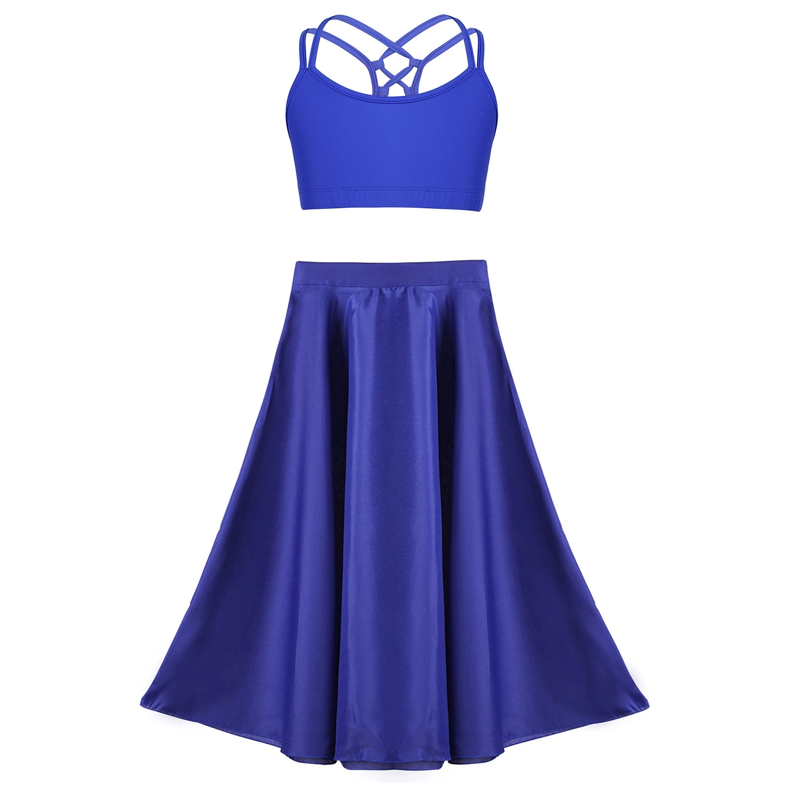 MSemis Girls Praise Dance wear Camisole Bra Top Long Maxi Circle Skirt ...